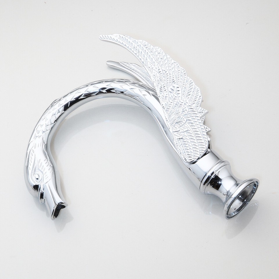 Silver Bathroom Basin Sink Mixer Swan-shaped Brass Tap 2 Diamond Handle ...