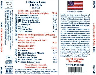 ALIAS CHAMBER ENSEMBLE/GABRIELA LENA FRANK GABRIELA LENA FRANK: HILOS ...
