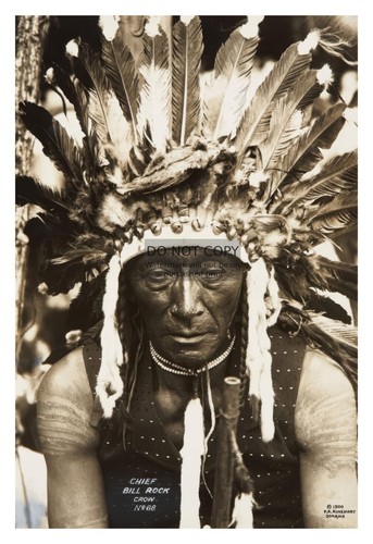 CHIEF BILL ROCK CROW NATIVE AMERICAN LEADER WEARING HEADRESS 4X6 PHOTO ...