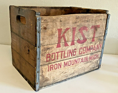 VERY OLD Vintage Kist Bottling Company Wood Crate Iron Mountain, MI ...