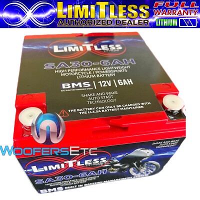 LIMITLESS LITHIUM SA30-6AH 30 CASE SHAKE AWAKE MOTORCYCLE POWER SPORTS ...