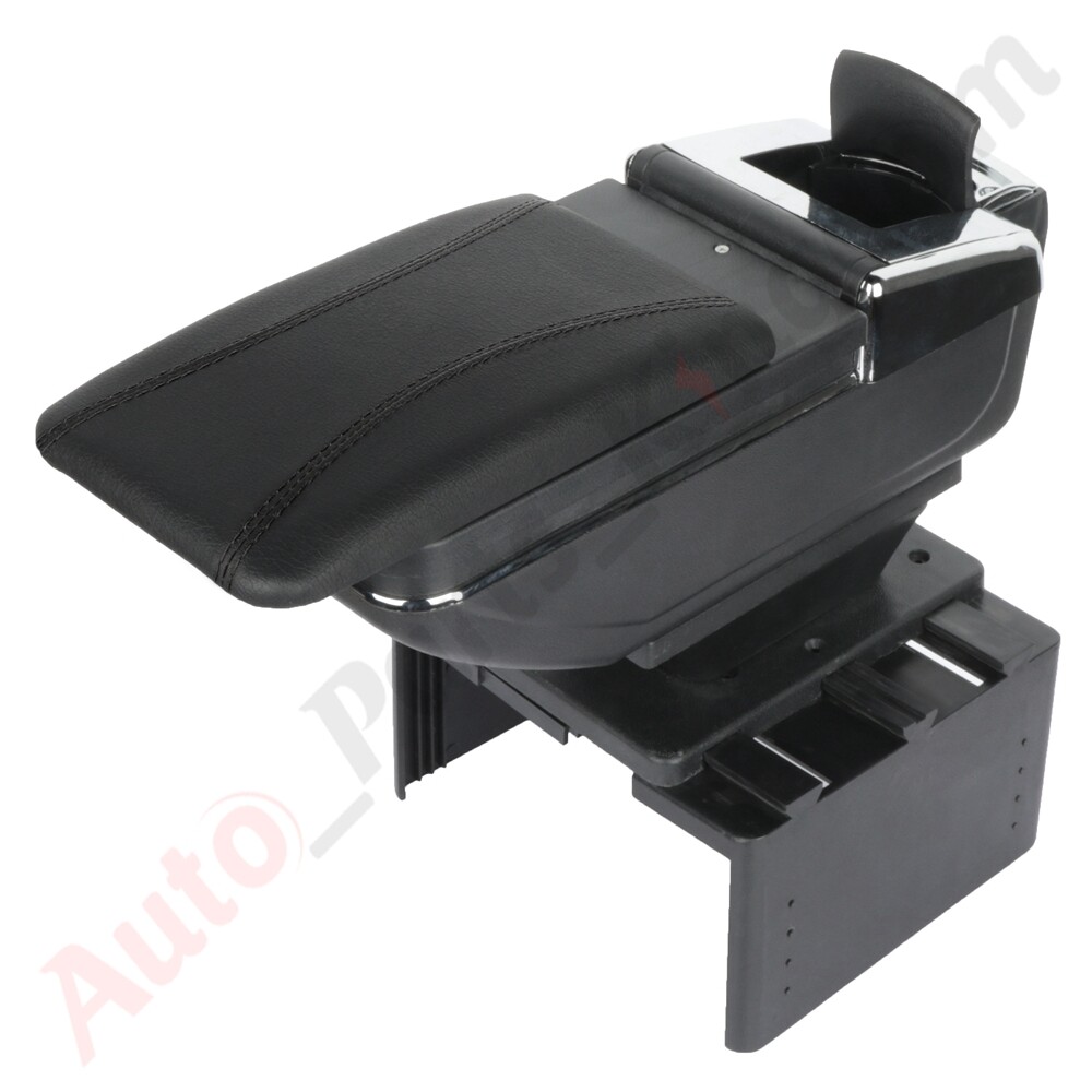 Black Leather Center Console Armrest Storage Box Central Container ...