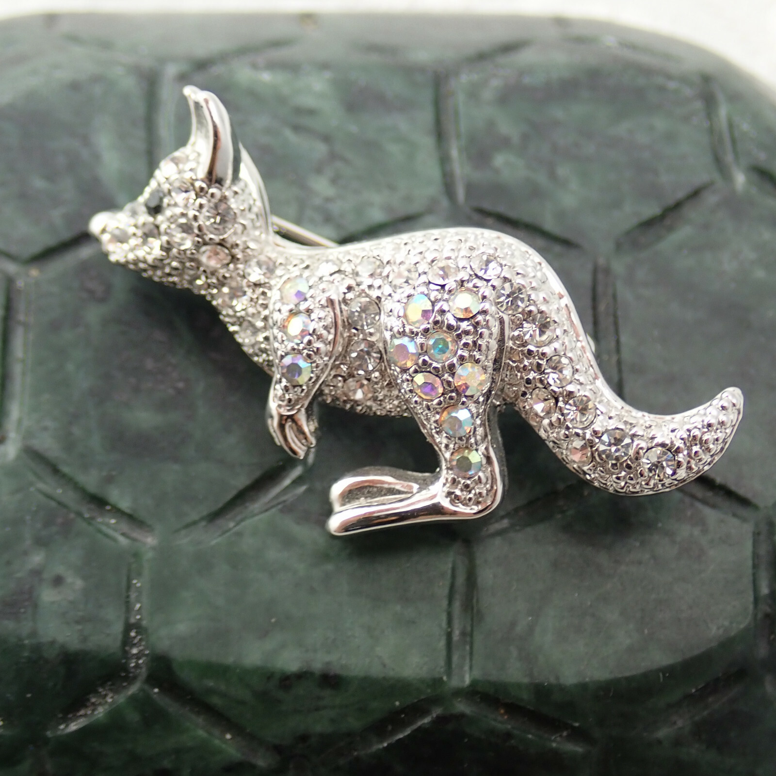 Vintage Silver Plated AB Rhinestone Miniature 1" Kangaroo Pin Brooch | eBay