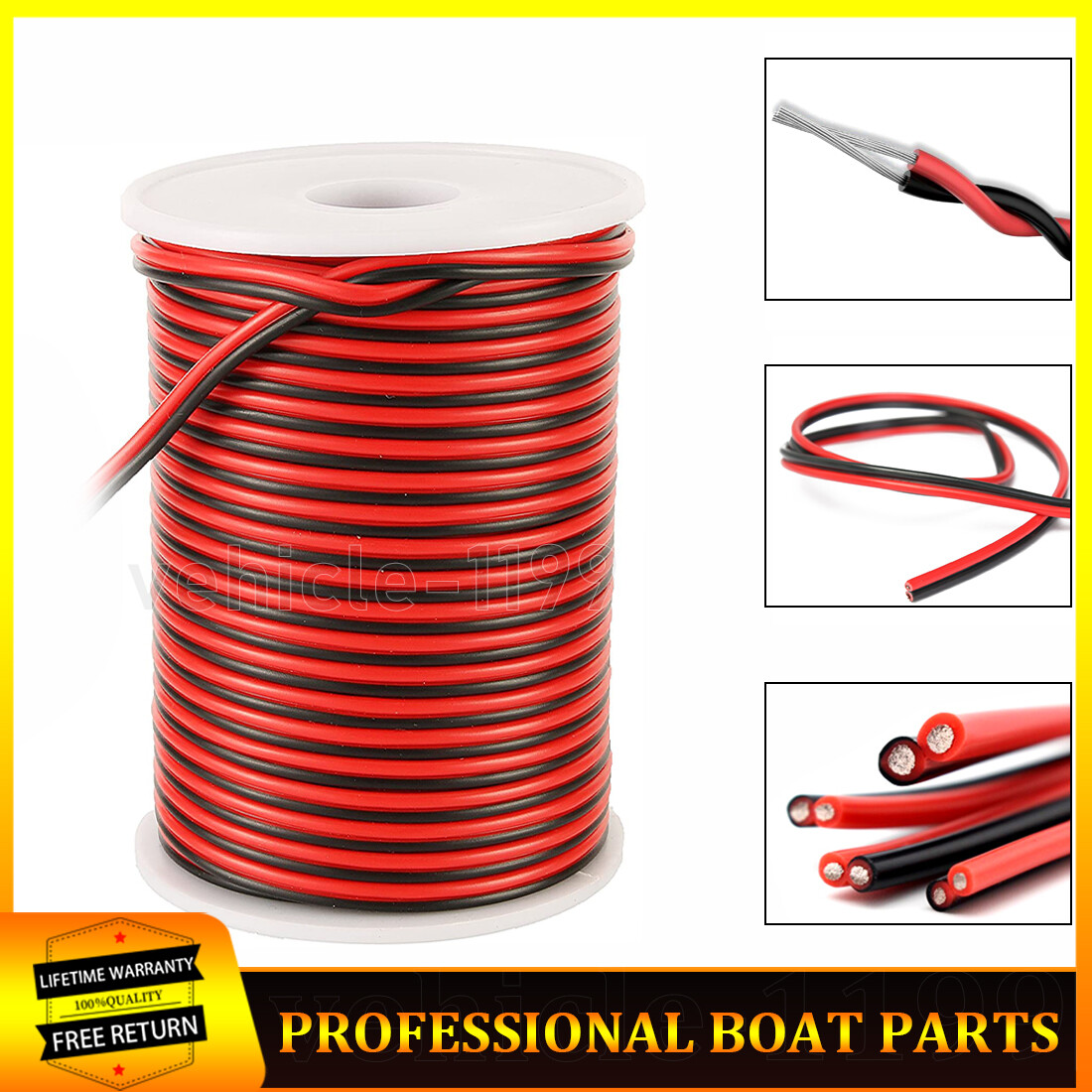 100fT 2-Pin Flexible Wire Cable Truck Trailer LED Light Extension ...