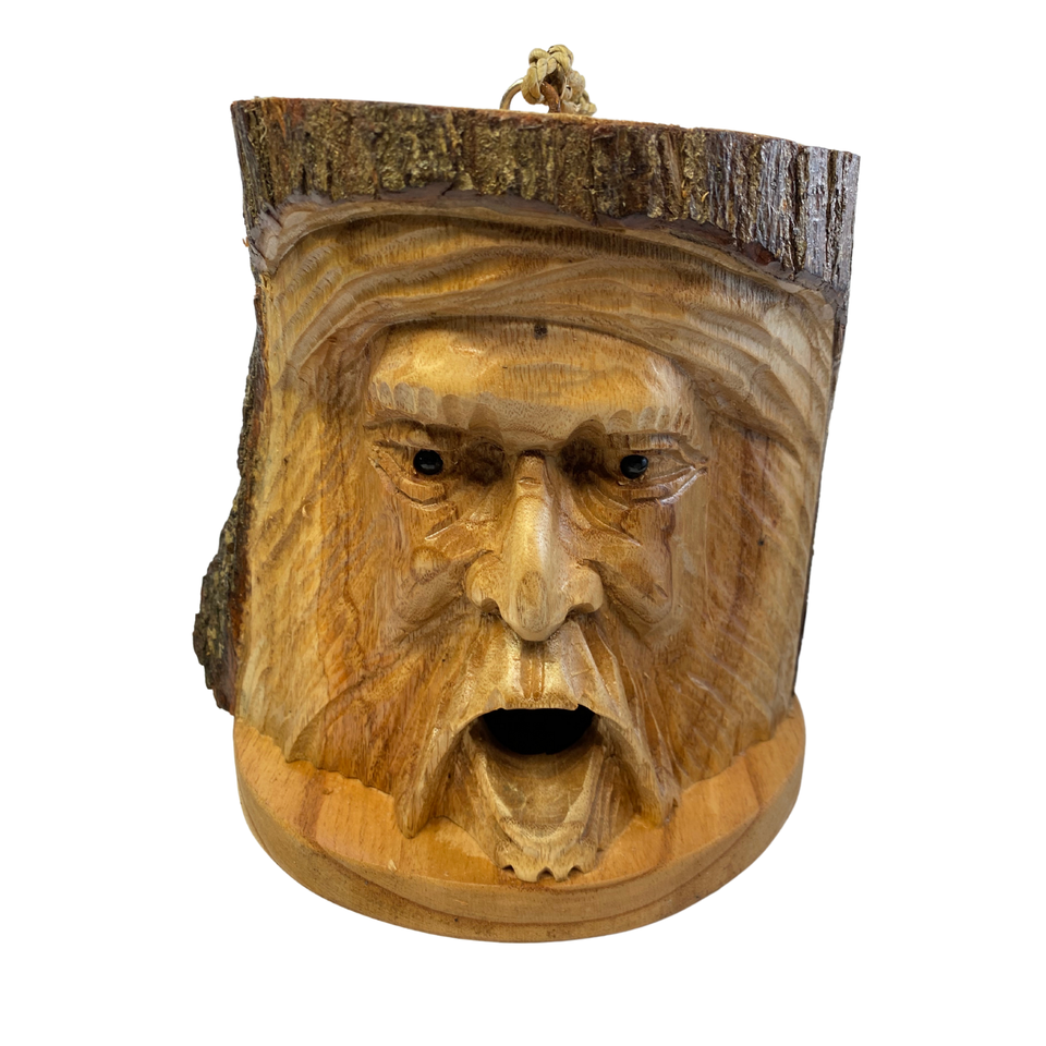 Tree Spirit Birdhouse Wizard rustic Hand Carved Wood Bird house Bali ...
