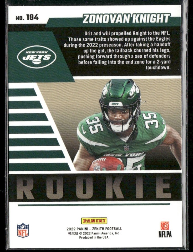 2022 Panini Zenith Zonovan Knight #184 RC New York Jets | eBay