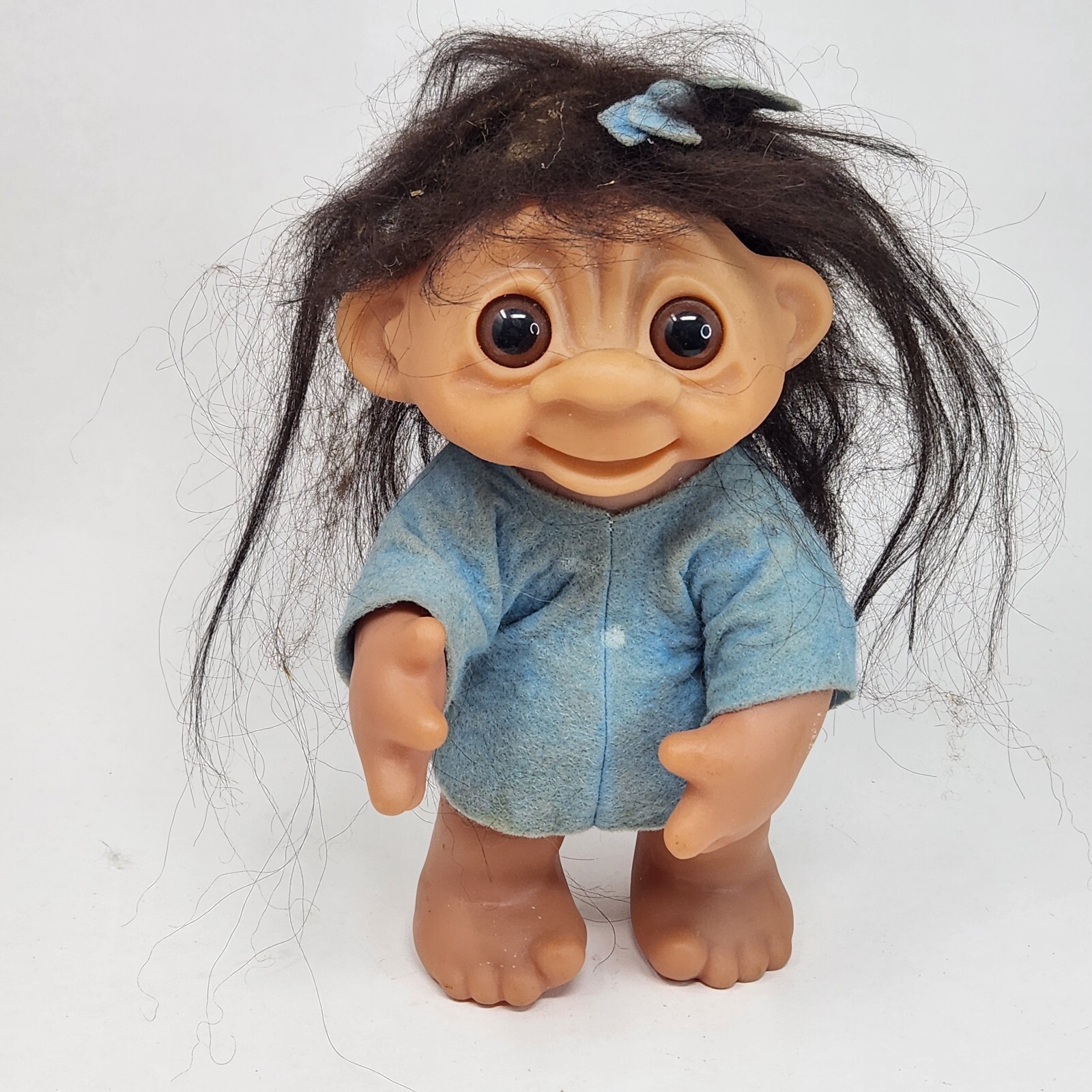 9" VINTAGE 1977 THOMAS DAM GIRL TROLL BROWN HAIR POSEABLE TOY DENMARK ...