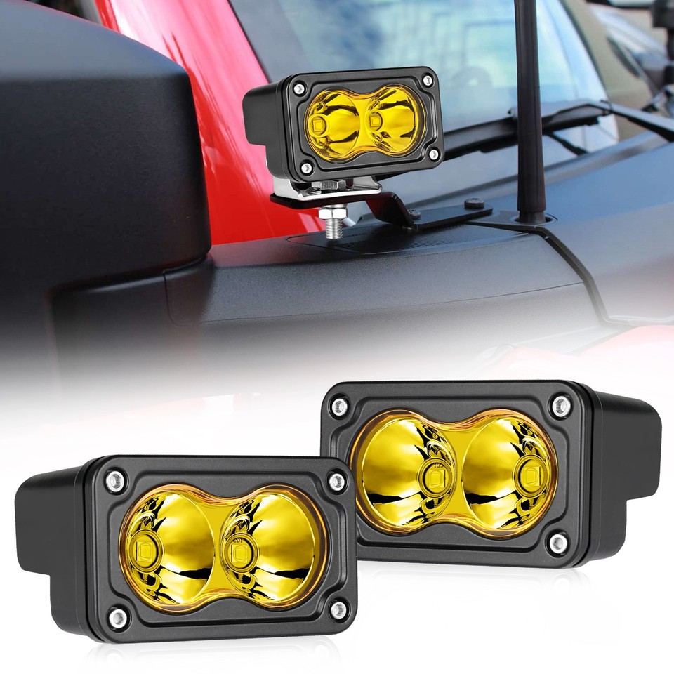 2X 3" LED Work Light Bar Spot Pod Fog Off Road Light For JEEP JK JL ...
