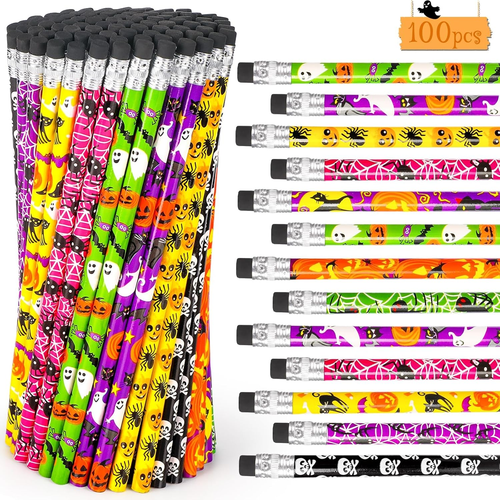 100PCS Halloween Pencils for Kids Toddlers Halloween Party Favors ...