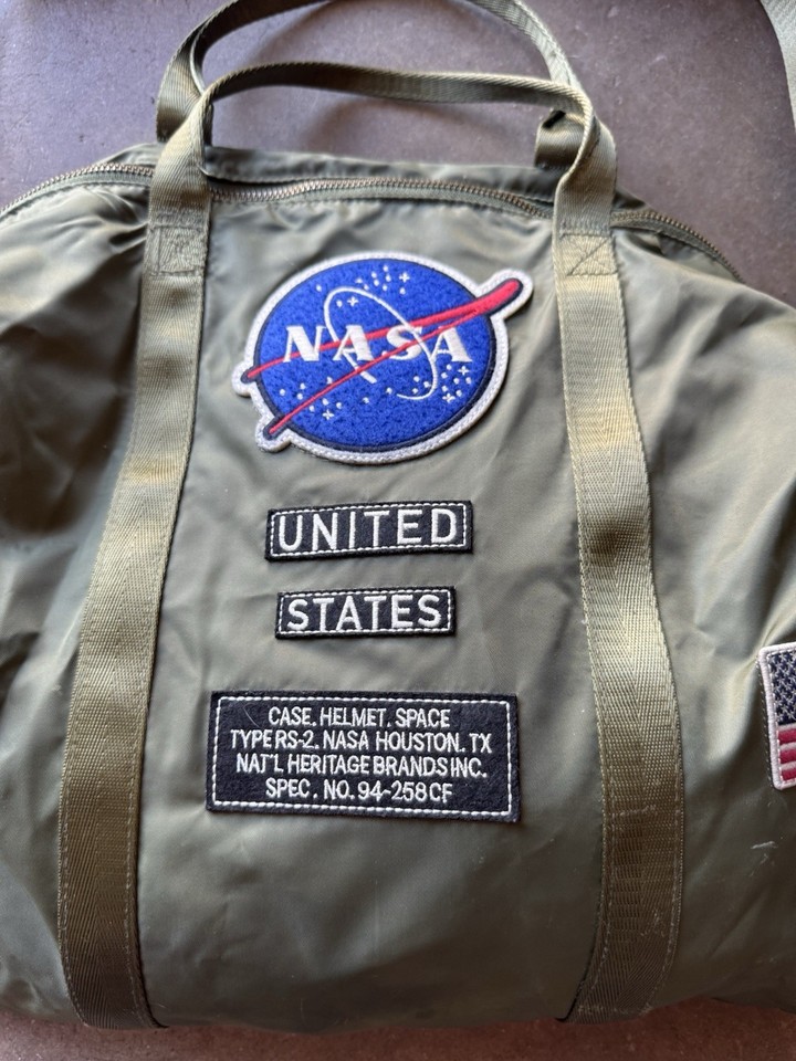 Very Cool NASA Pilot Helmet Bag Duffle USA Khaki Green United States ...