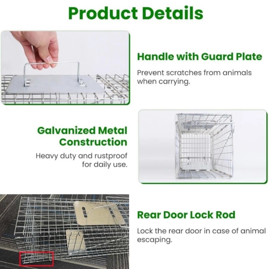 Extra Large Rodent Cage Live Animal Trap Garden Rabbit Raccoon Cat 32 ...