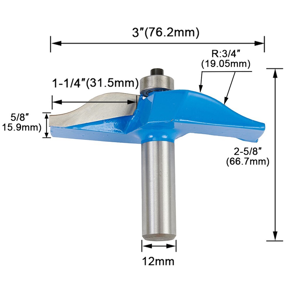 12mm Shank Cove Panel Raiser Router Bit Tenon Cutter with YG6X Carbide ...