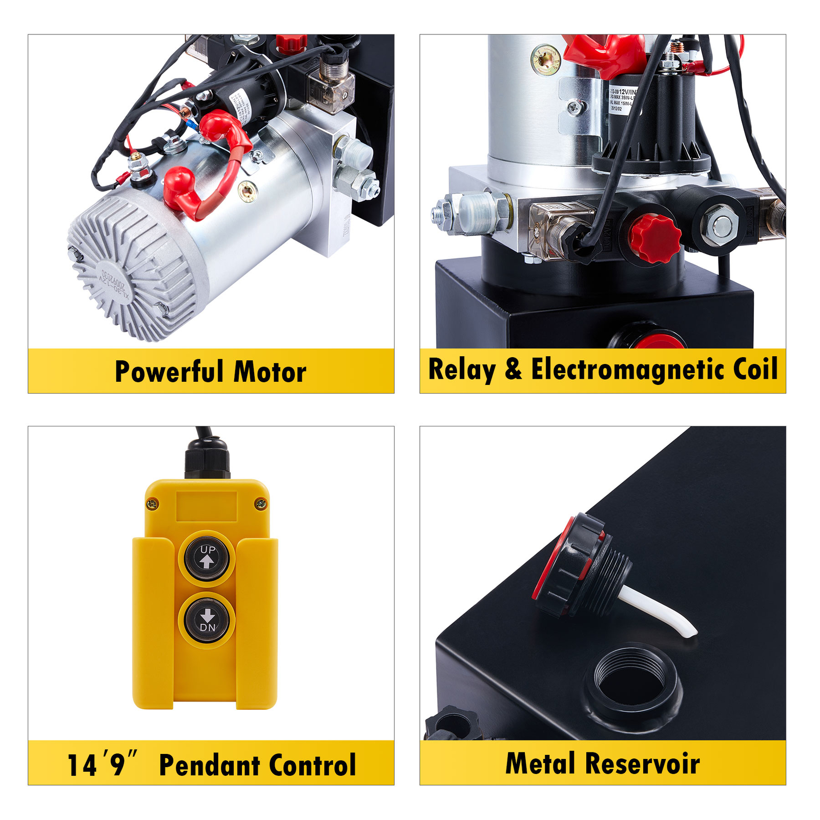 Orion Motor Tech 4 Quart DC 12V Double Acting Hydraulic Pump for Dump ...