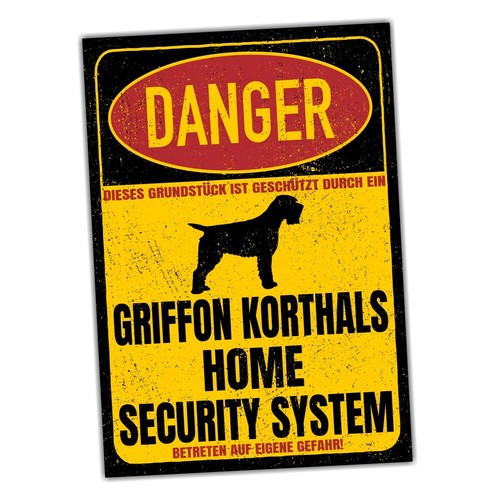 Griffon Korthals Schild Danger Security System Türschild Hundeschild ...