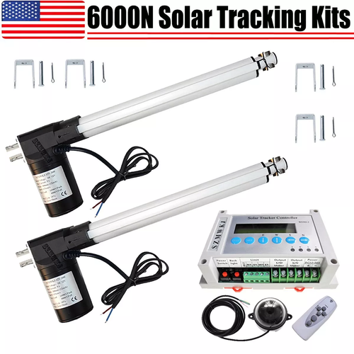 Complete 6000N Dual Axis Solar Tracking Tracker Kit W/ 2X12" 12V Linear ...
