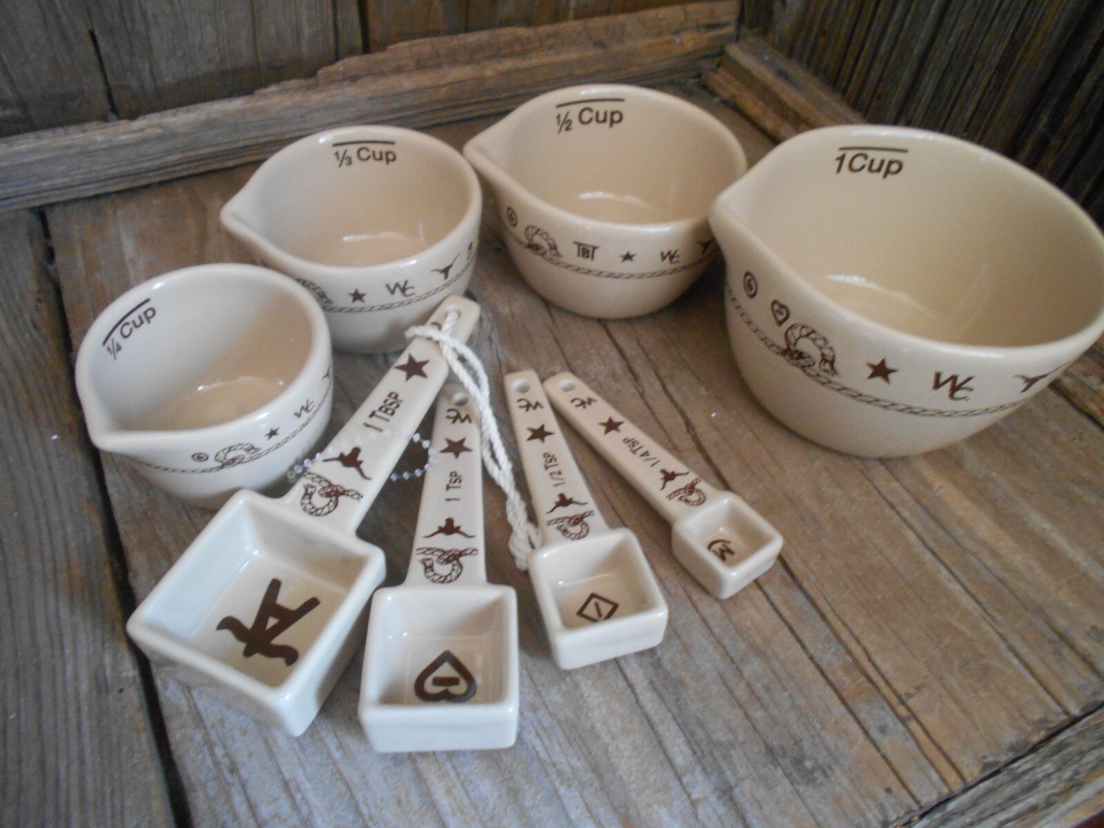 BRANDED WESTERN MEASURING SET - BOWLS - SPOONS -NESTING MEASURING BOWLS ...