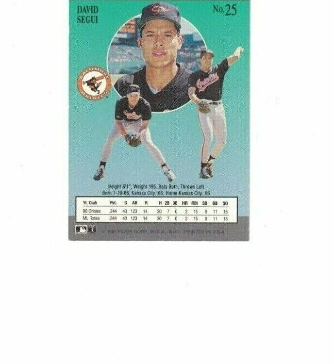 DAVID SEGUI SIGNED IP FLEER ULTRA 1991 #25 BALTIMORE ORIOLES AUTO | eBay