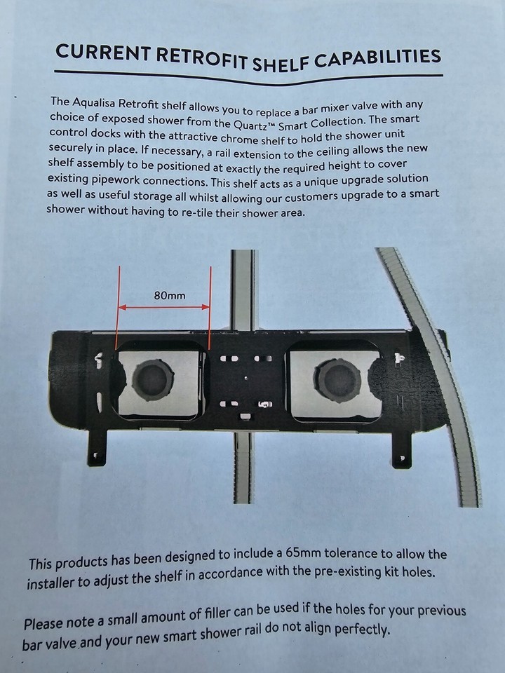 Aqualisa Exposed Retrofit shower shelf and Exposed Rail Extension | eBay UK