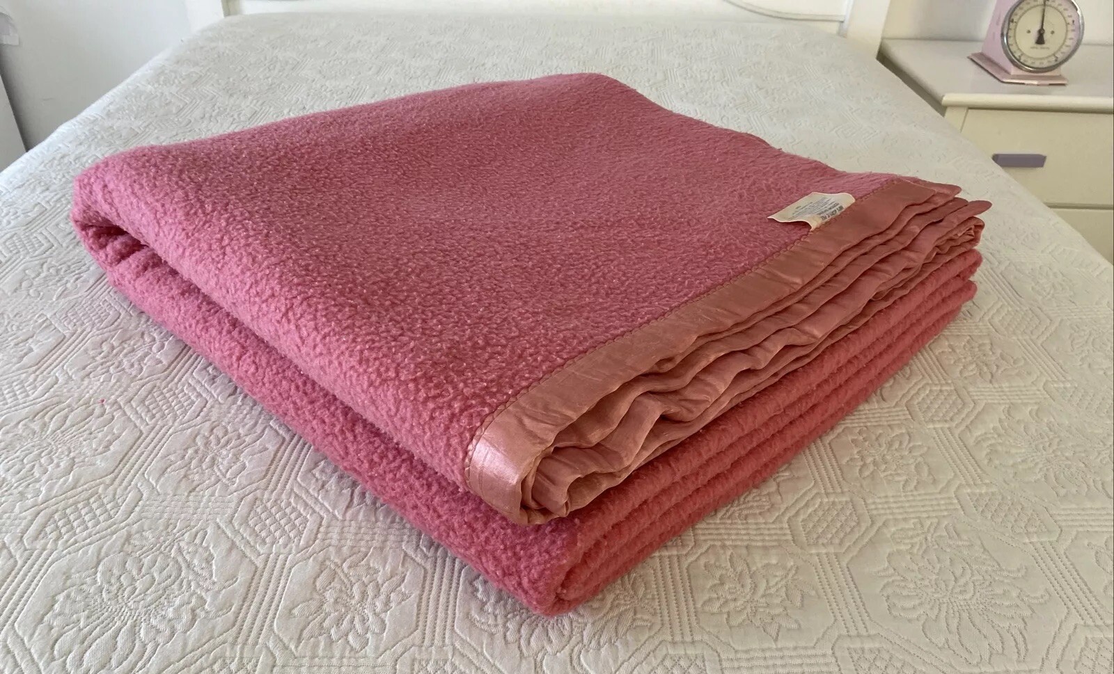 Vintage Rose Pink Acrylic Fleece Blanket Large Queen / King 270 cm x ...