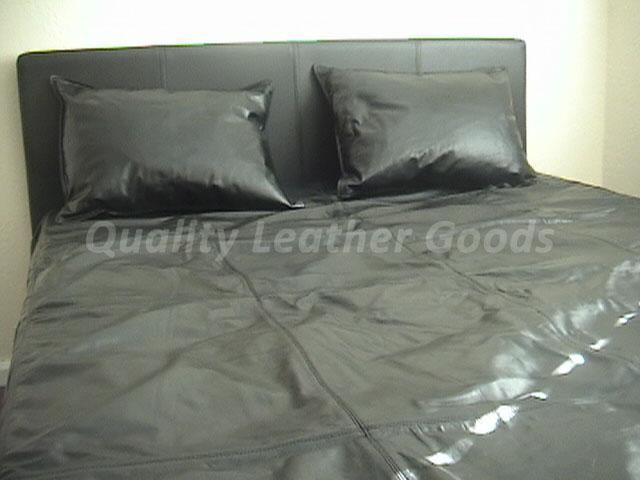 GENUINE PREMIUM COW LEATHER LEDER DUVET COVER TWO SIDE LEATHER BED ...