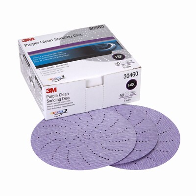 3M-30460 Purple Clean Sanding Hookit Disc, 5 In, P800, 50 Discs Per Box ...