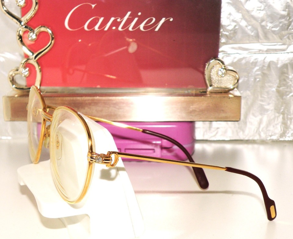 80's AUTHENTIC CARTIER GOLD EYEGLASSES W/LUXURIOUS CRYSTAL DIAMOND BOX ...