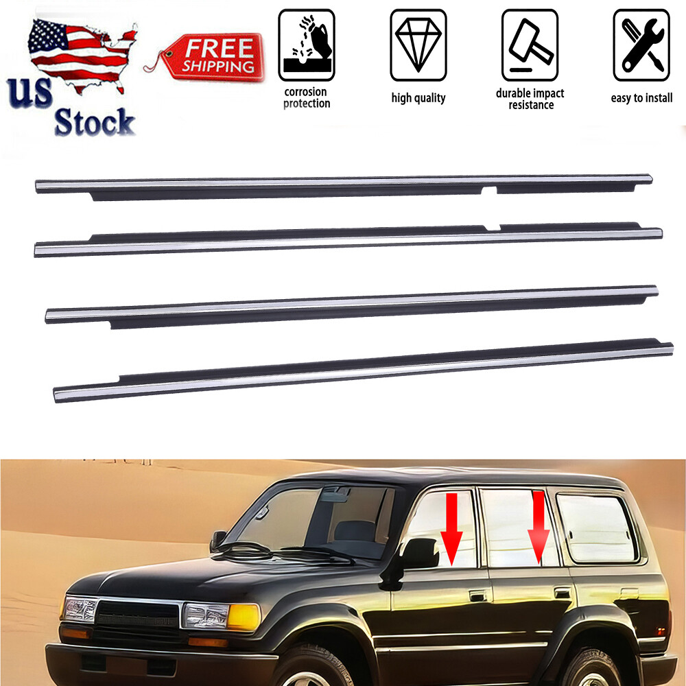 4PCS Front+Rear Door Belt Molding Set For Toyota Land Cruiser 91-98 ...