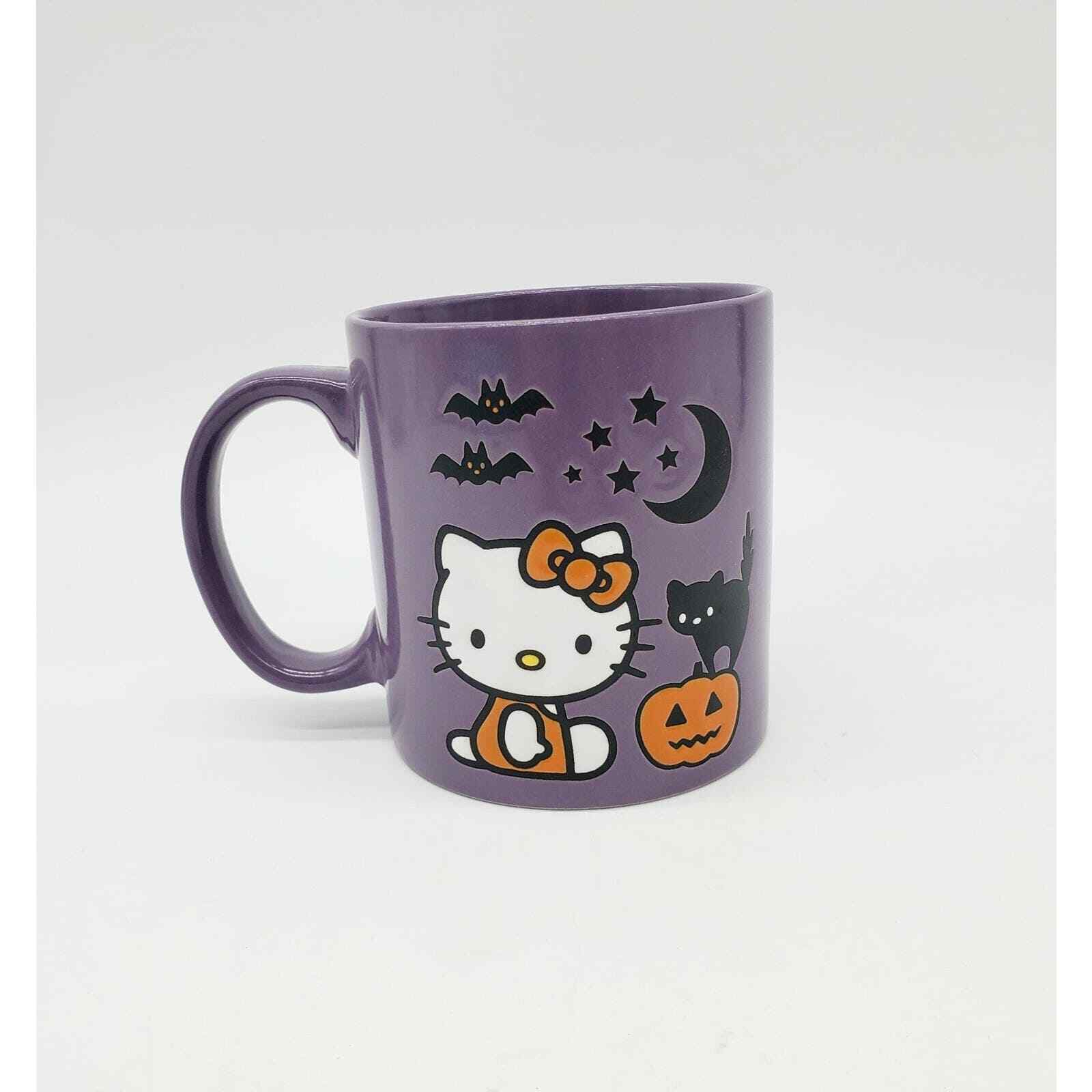 Hello Kitty Halloween Mug w/ Cat Pumpkin Moon Bats Two Sided Sanrio ...