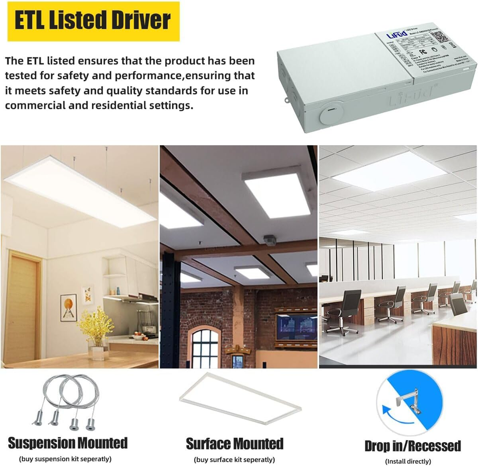 4 Pcs 2x4 LED Flat Panel Light 7800LM 5000K Dimmable Drop Ceiling ...