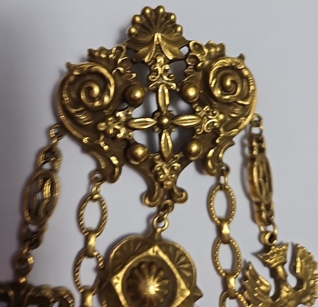 Antique Style Victorian Chatelaine Brooch Pendant Dan… - Gem