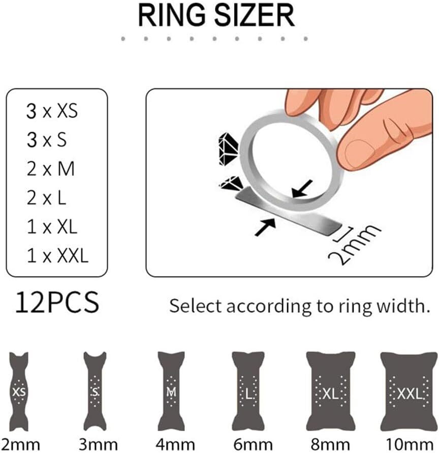 12Pcs Ring Size Adjuster Invisible Clear Ring Sizer Jewelry Fit Reducer ...
