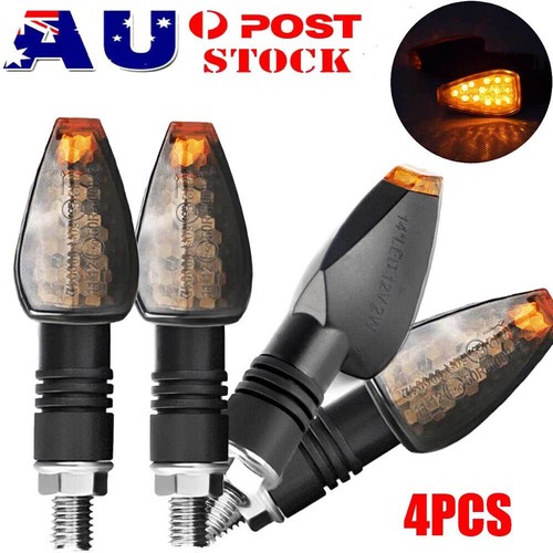 4X Motorcycle Indicators Amber Turn Signal LED Light Universal Blinkers ...