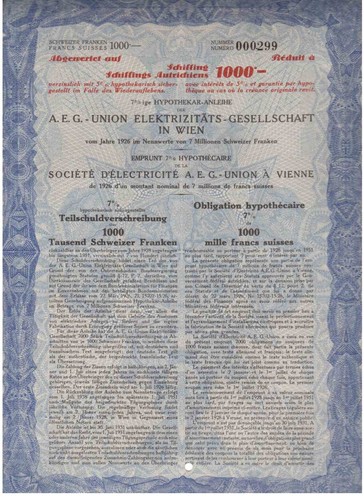 AEG Union Elektrizitäts Gesellschaft in Wien 1926 | eBay