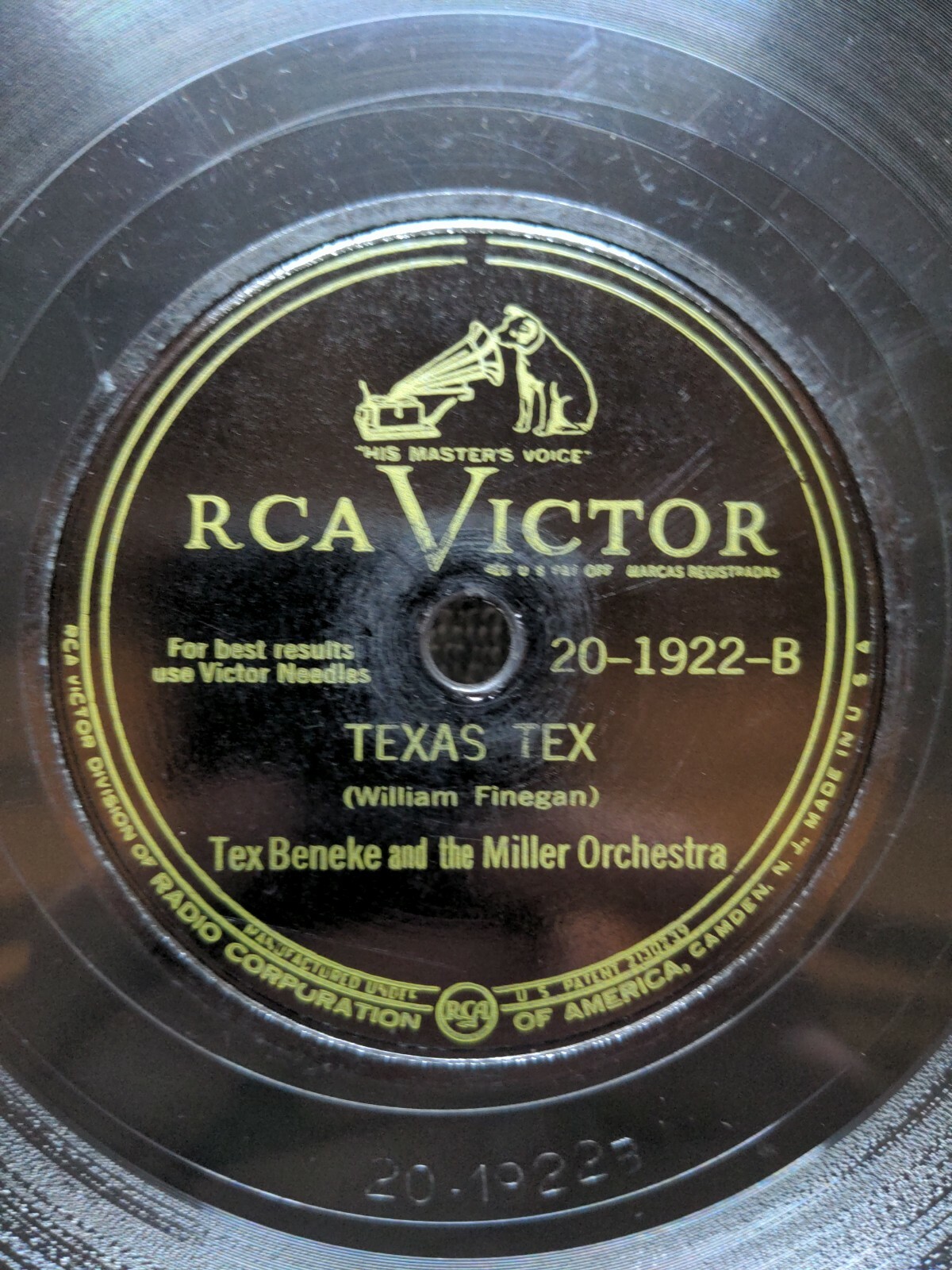 78 RPM Texas Tex Give Me Five Minutes More Tex Beneke RCA Victor 20 ...