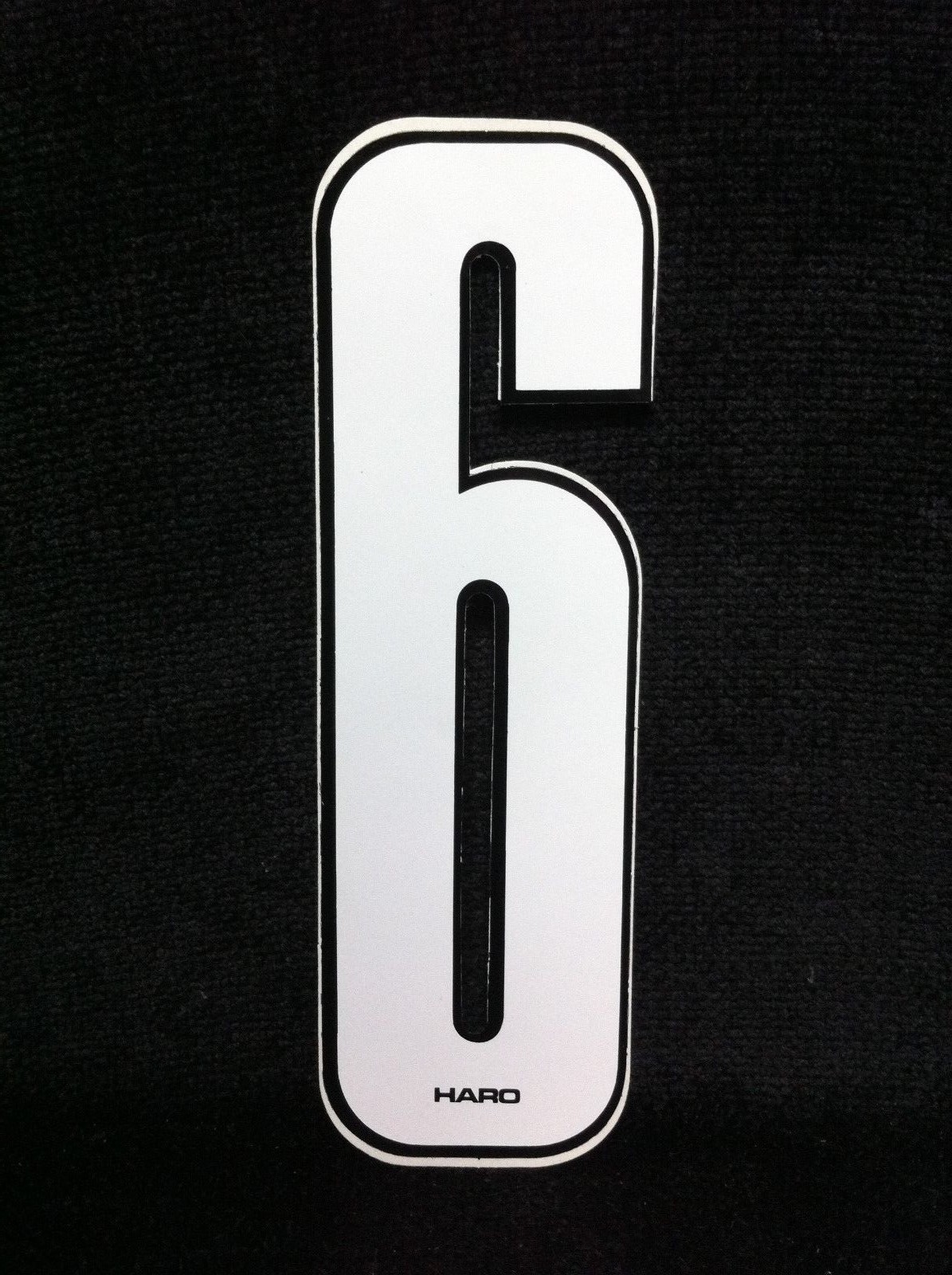 Rare NOS White Black HARO Number 6 Old School BMX Plate Decal Sticker ...