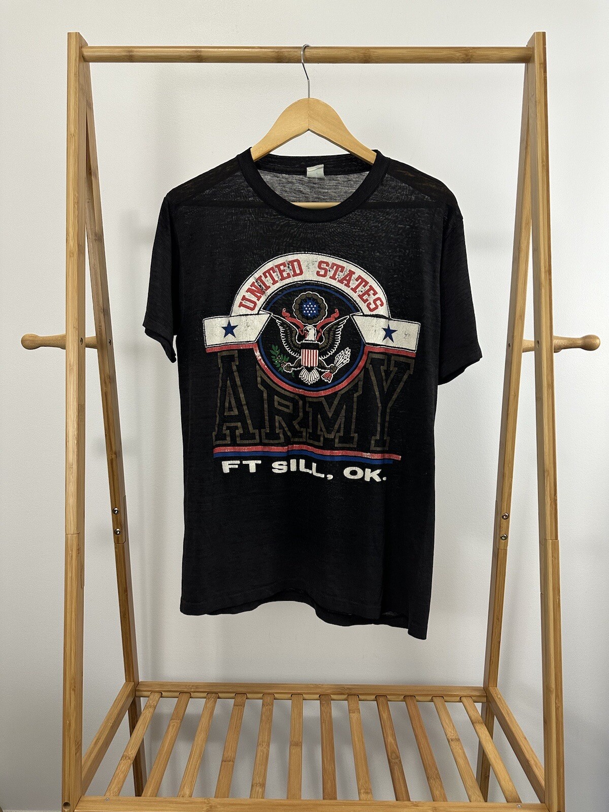 VTG 80s US Army Ft. Sill Big Crest Super Paper Thin … - Gem