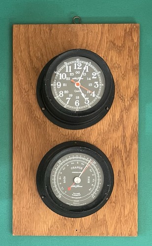 Vtg Seth Thomas Seasprite Weather Barometer Centimeters and Clock Set ...