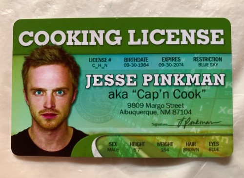 Jesse Pinkman Breaking Bad novelty Drivers License ID Cap'n Cook | eBay