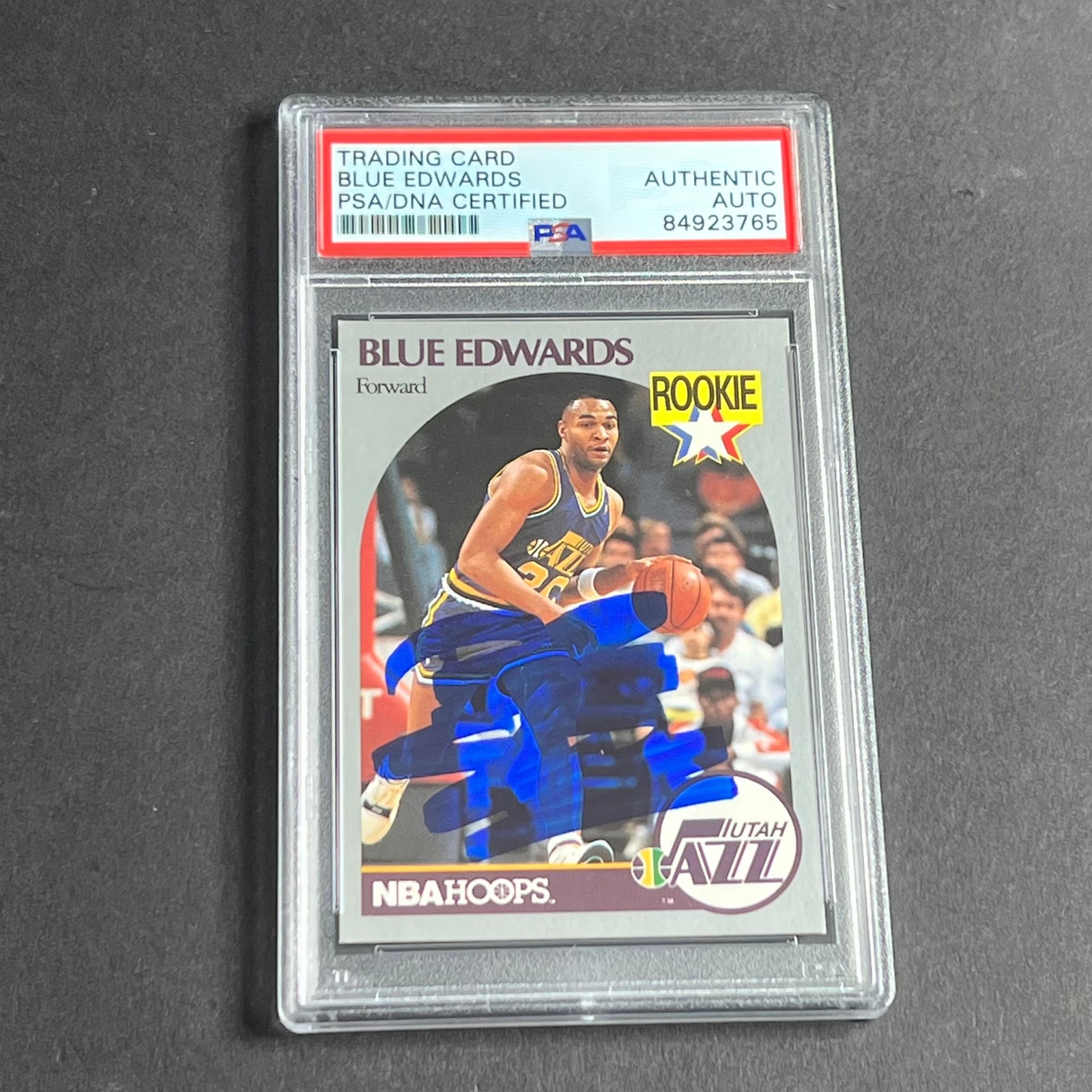 1988-89 NBA Hoops #288 Blue Edwards Signed Card AUTO PSA Slabbed Jazz ...