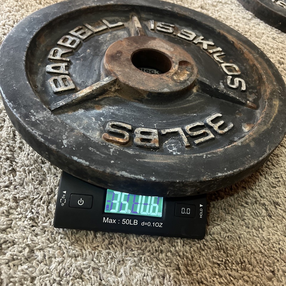Pair of Used Vintage Rusty 35 Lb Iron Olympic Weight Plates (70 Pounds ...