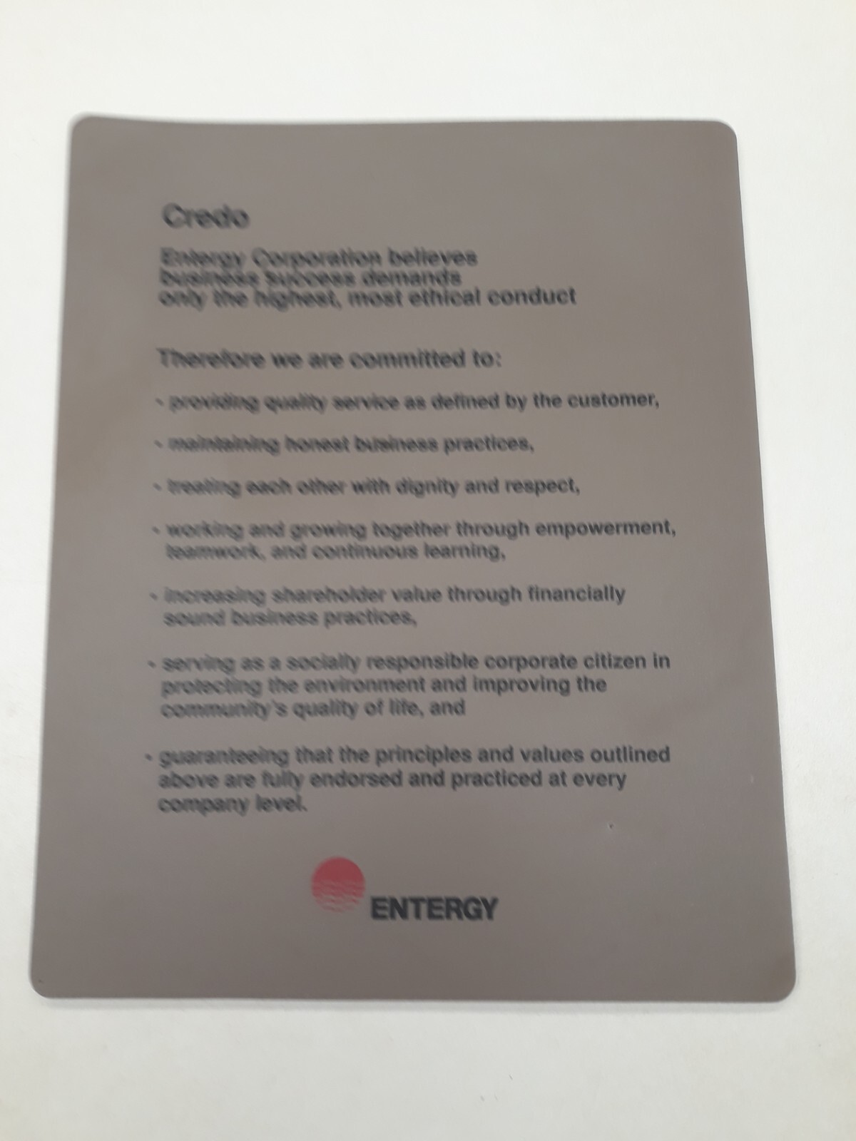 Entergy Mouse Pad Credo | eBay