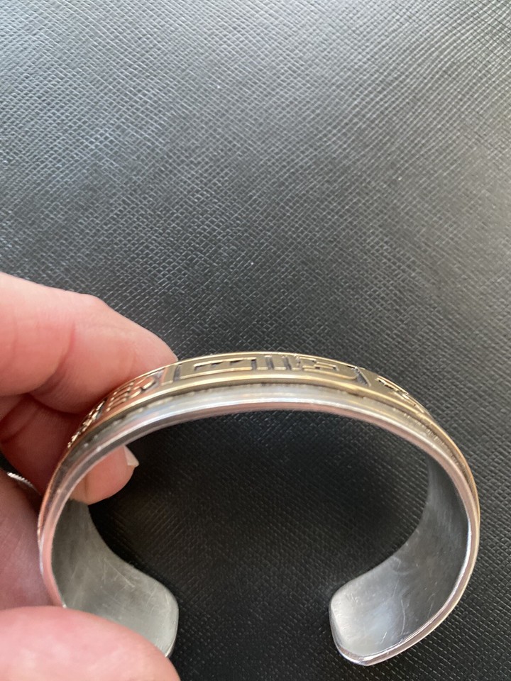 Hopi 14k Yellow Gold Sterling Silver Storyteller Cuff Created by Watson ...
