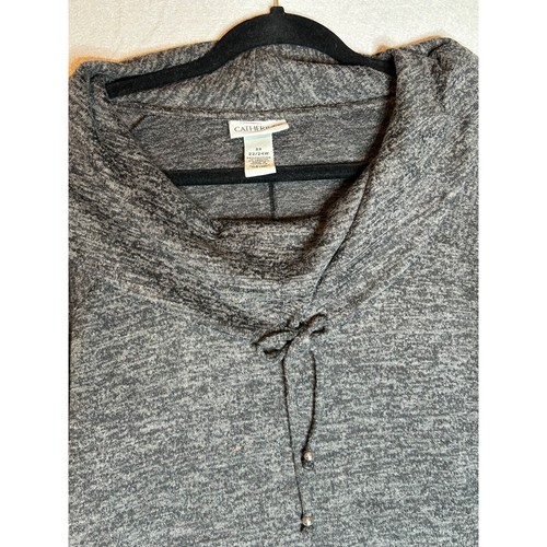 Catherines Womens Gray Cowl Neck Kangaroo Pockets Plus Size 2X 22/24W ...