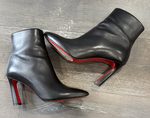 Christian Louboutin So Eleanor 85 Black Boots Size 39.5 Material: Calf ...