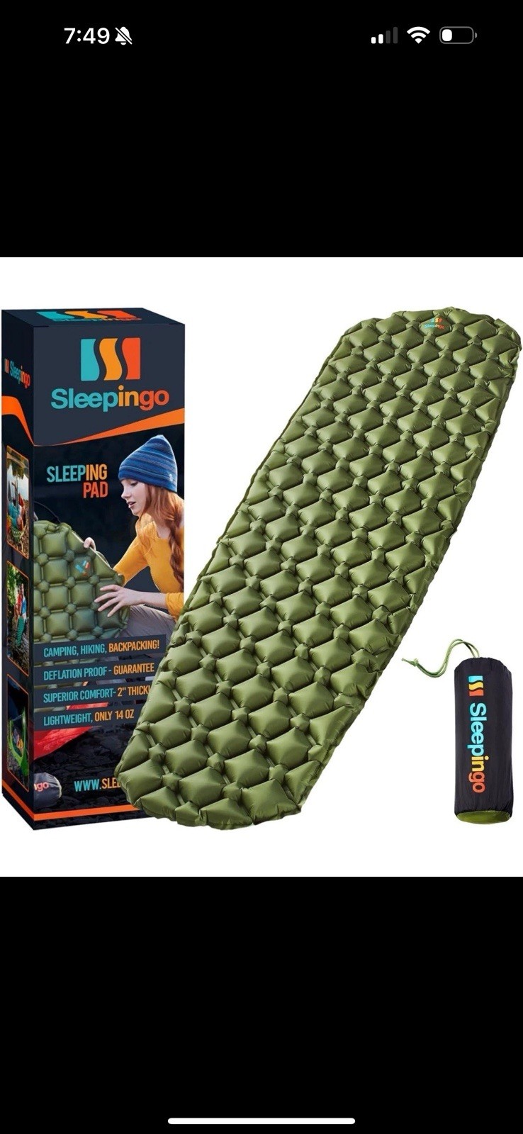 Sleepingo SL-301 Camping Sleeping Air Pad for sale online | eBay