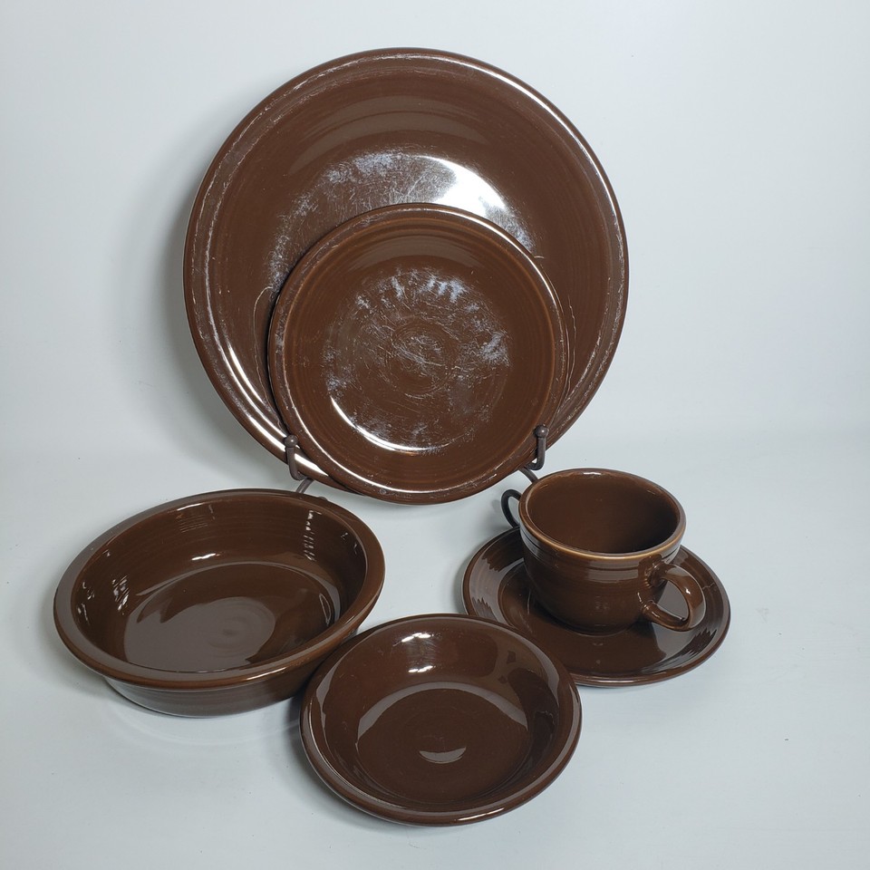 Fiesta Homer Laughlin 6 Pc. Place Setting, Chocolate Brown Fiestaware ...