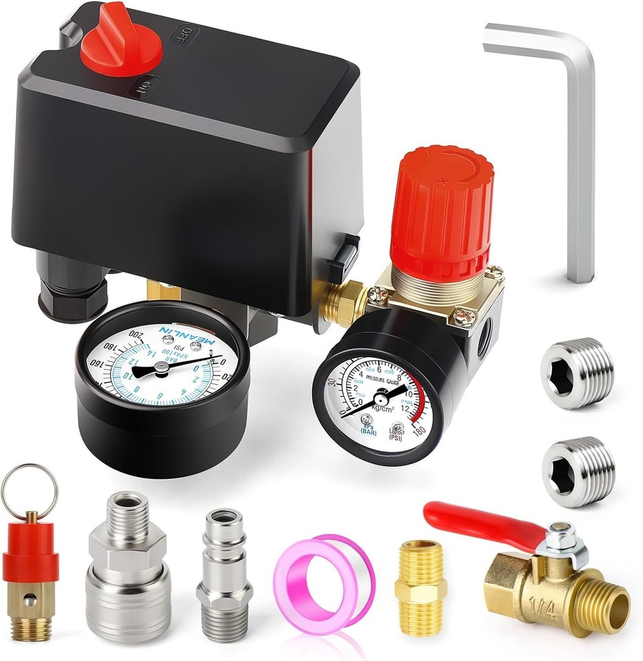 Pneumatic Air Compressor Regulator & Safety Valve | eBay