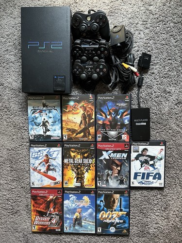 Sony PlayStation 2 PS2 Fat Console Bundle w/ Controller 10 Games All ...