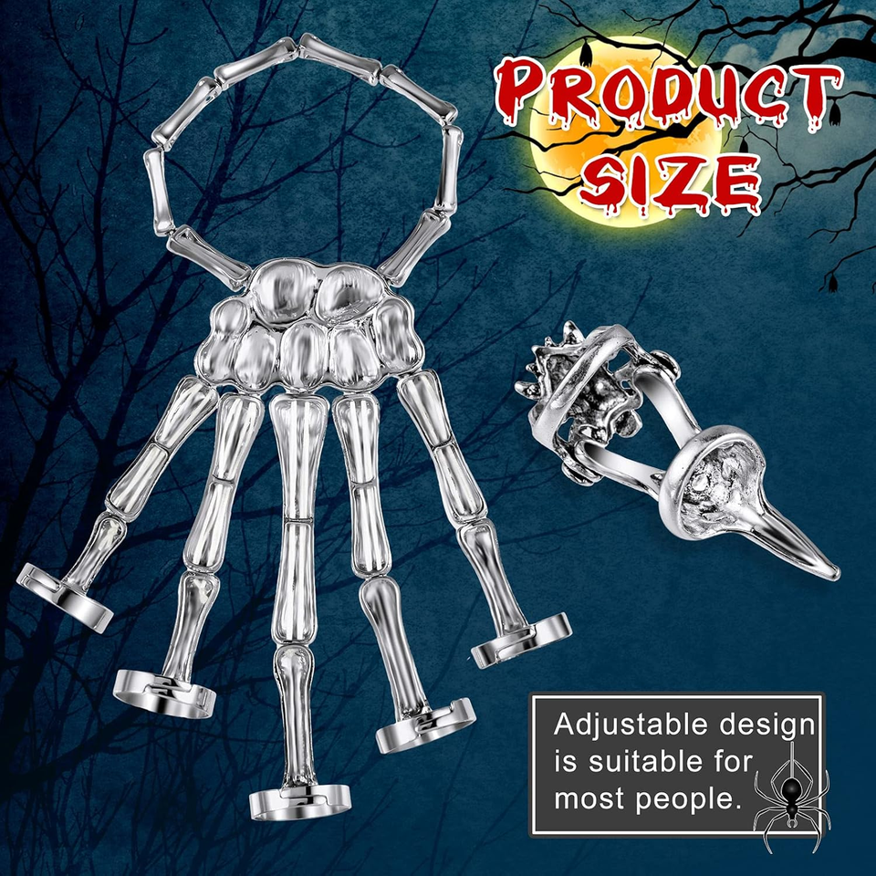 4 Pieces Punk Wristband Skull Fingers Hand Bracelet Skull Skeleton Joint Bracele | eBay