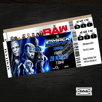 WWE Raw / Smackdown Personalised Concert Tour Gift Ticket - Keepsake ...